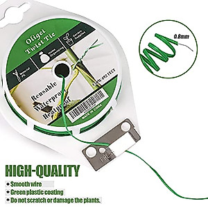 Plant Ties, 492FT/150m Green Garden Wire, Sturdy Plant Ties for Support, Garden Ties with Cutter for Tomatoes Vines, Plant Wire Tie Wire for Indoor, Outdoor, Home and Office Use