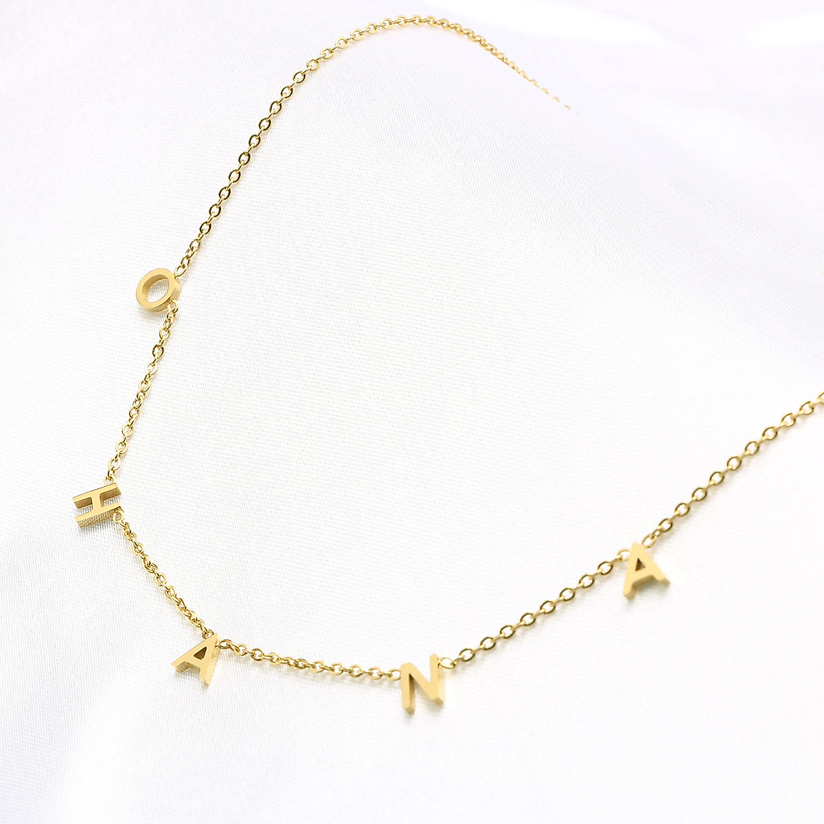 Memgift Ohana Letter Necklace for Women Perfect 18k Gold Plated Stainless Steel Jewelry Birthday Christmas Gifts for Women