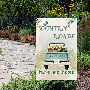 Gormcore Country Road Take me Home Garden Flag Spring Summer Garden Flag Vertical Double Sided Rustic Farmland Burlap Yard Lawn Outdoor Decor 12.5x18
