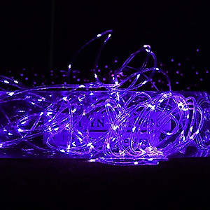 Aluvee Solar Rope String Light 33ft 100L 8 Modes Waterproof Outdoor LED Copper Wire Lights for Garden Decor Lamp Wedding Party Tree Xmas Halloween Holiday Decoration Lighting (Purple)