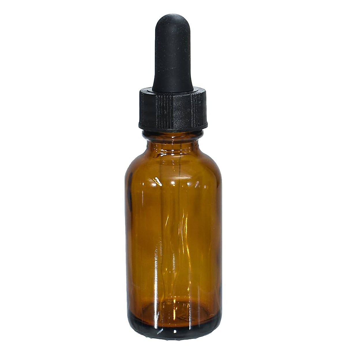 (Pack of 24) 1 oz. Amber Boston Round with Black Glass Dropper