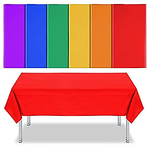 6 Pcs Assorted Color Plastic Tablecloth Disposable Tablecloth Rectangle Table Cover Party Table Decoration for Birthday Party Picnic Kitchen Supplies (Bright Color, 54 x 108 Inch)