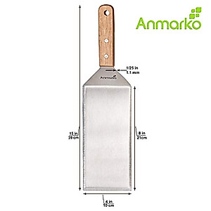 Stainless Steel Metal Griddle 4 x 8 inch Spatula - Spatula Hamburger Turner Scraper - Pancake Flipper - Great for BBQ Grill and Flat Top Griddle - Commercial Grade
