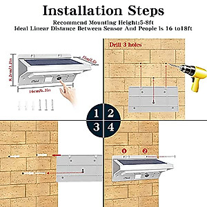 iThird Solar Lights Outdoor Motion Sensor, LED Solar Powered Outdoor Lights Stainless Steel Solar Security Lights for Yard Patio Garage Porch Waterproof 3 Modes Flood Light Super Bright(Daylight)