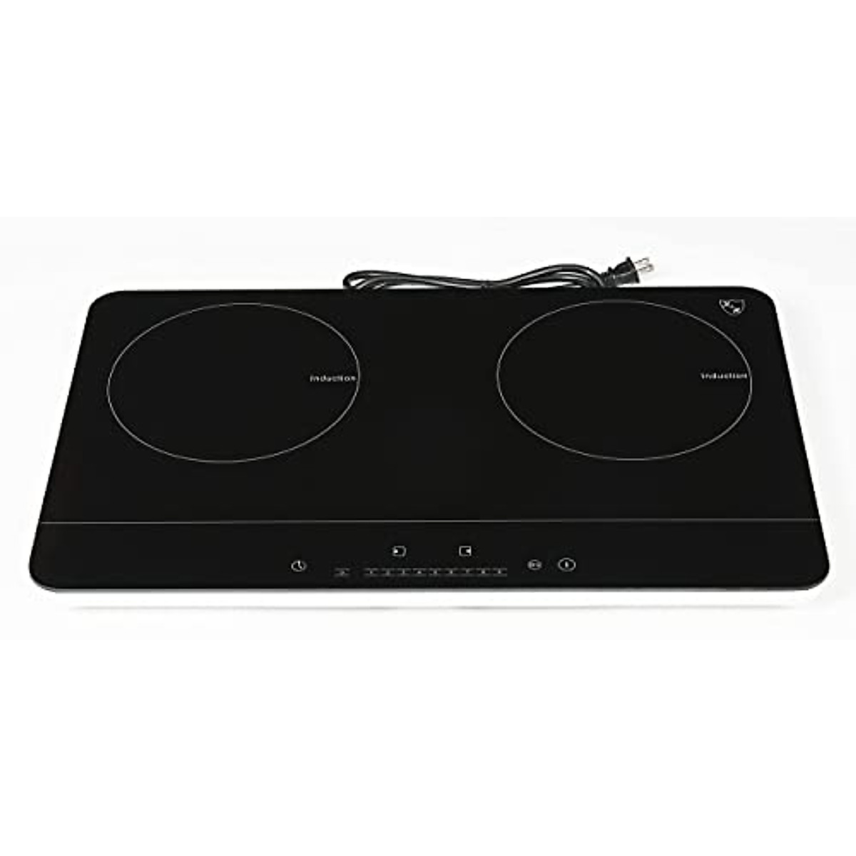 K&H 2 Burner Double Dual 24 Inch Induction ULTRA SLIM Electric Stove Top Ceramic Cooktop White 120V 1800W IN-DD18-120S