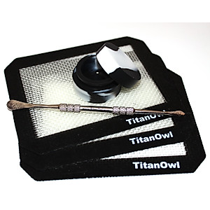 3 Silicone Mat Platinum Cured + Non-stick Jar + TitanOwl Carving Tool, Pad with Black corners 5.5" x 4.5"