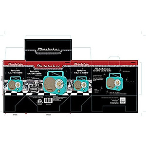 Studebaker SB2000TG Turquoise/Gold Retro Classic Portable AM/FM Radio with Aux Input Limited Edition