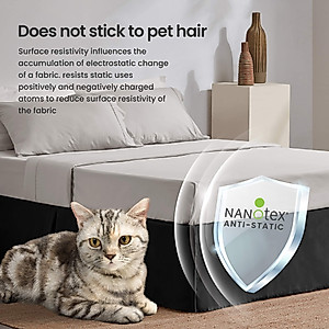 SLEEP ZONE Pleated Bed Skirts King Size, 15 inch Tailored Drop Easy Fit Bedskirt, Anti-Static, Fade Resistant (King, Black)