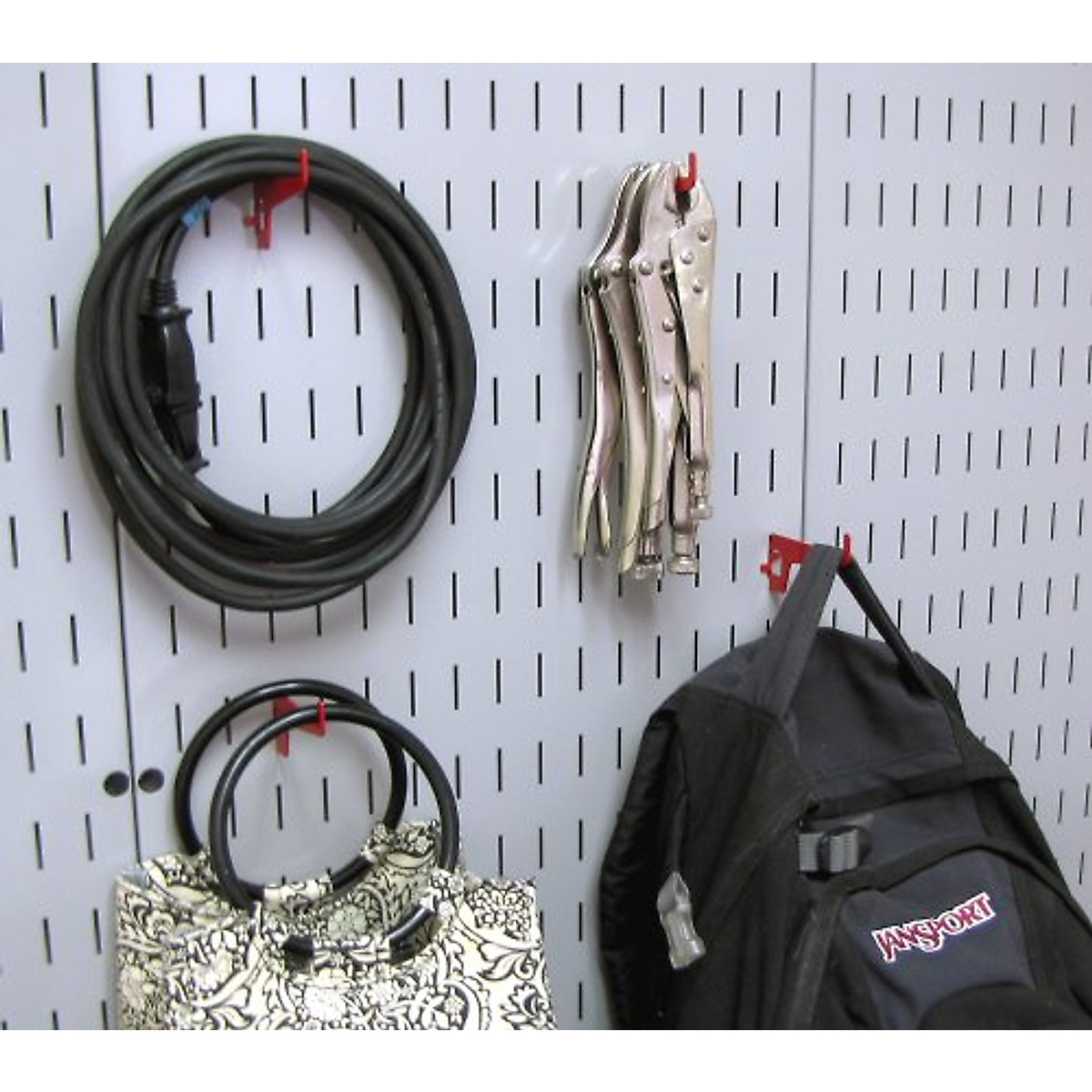 Wall Control Pegboard 2-7/8in Long Reach Slotted Hook Pack - Slotted Metal Pegboard Hooks for Wall Control Pegboard and Slotted Tool Board – Red