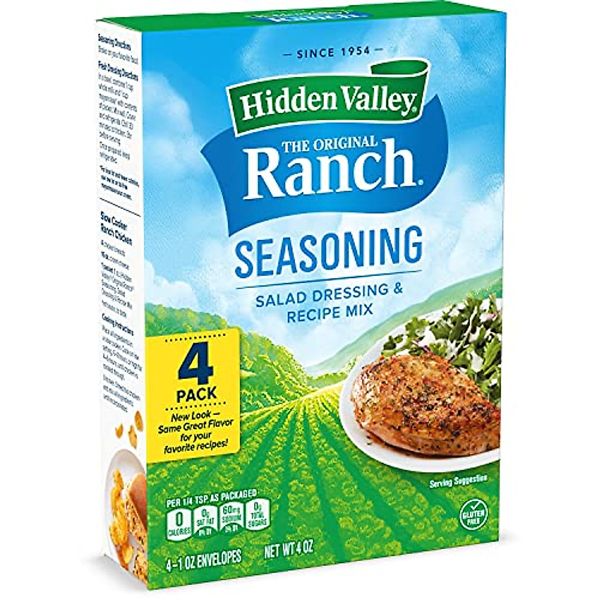 Hidden Valley Original Ranch Salad Dressing & Seasoning Mix, Gluten Free, Keto-Friendly - 4 Packets (Package May Vary)