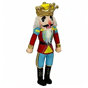 Nutcracker Ballet Gifts King Plush Nutcracker Doll Figure, Christmas Ornaments Decoration, Red, Blue and Gold, 14 Inch