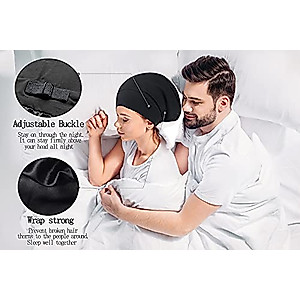 Satin Bonnet Silk Lined Sleep Cap- Adjustable Hair Cover Frizzy Hair Beanie Slouchy Night Cap Hair Protection Patients Care
