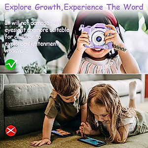 Kids Camera for Girls/Boys, 3-9 Year Old Toys for Girls/Boys, Christmas Birthday Gift for Age 6-9 Girls/Boys Kids Digital Dual Camera, Selfie Camera for Kids, 32GB Memory Card(Purple)
