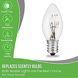 Bulbmaster 15 Watts C7 Replacement Light Bulbs for Scentsy Plug-in Warmers and Wax Diffusers, Candelabra E12 Base Pack of 10