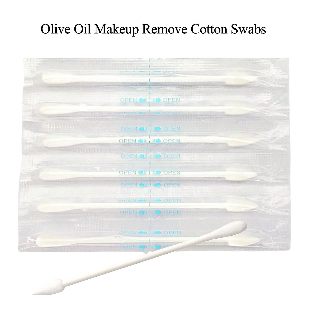 Sppry Olive Oil Makeup Remove Cotton Swabs - Individually Wrapped Double Tipped Paper Sticks, 100 Count (Round/Pointed End)
