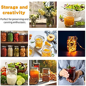 Wide Mouth Glass Mason Jars 16 oz, 6 Pack Glass Canning Jars with Metal Airtight Lids and Bands and Measurement Marks, for Canning, Preserving, Overnight Oats, Jam, Jelly, Food Storage, DIY etc