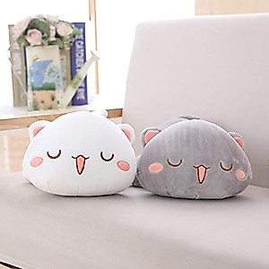 Jensquaify Cat Stuffed Animals, Soft Cat Plush Pillow Kitten Stuffed Animal Toy Gifts for Kids (Grey Round Eyes, 19.6")