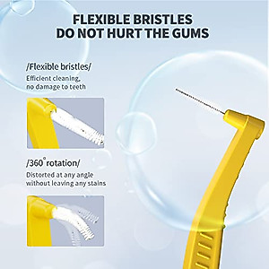 OUMJCING Interdental Brush, Angle Dental Brush Cleaner Toothpick Flossing Head Tooth Cleaning Tool with Portable Case for Tooth Cleaning (Micro Tight Teeth)