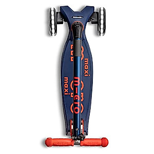 Micro Kickboard - Maxi Deluxe Foldable LED - Three Wheeled, Lean-to-Steer, Fold-to-Carry Swiss-Designed Micro Scooter for Kids with Motion-Activated Light-Up Wheels for Ages 5-12 (Blue)