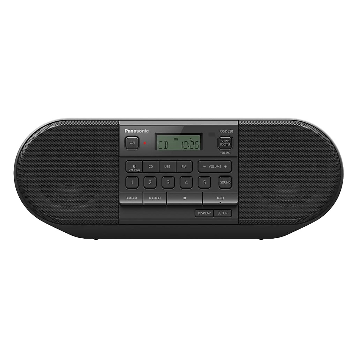 Panasonic RX-D550 Boombox - High Power Portable Stereo AM/FM Radio, Bluetooth, CD, with USB 110-240 Volt (Black)