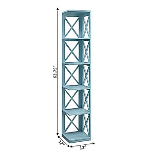 Convenience Concepts Oxford 5 Tier Corner Bookcase, Sea Foam