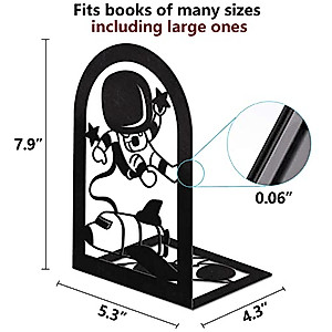 Book Ends, Bookends for Shelves, Book Holders for Office Kitchen Home Decorative,Bookends for Heavy Books,Metal Planet Bookends Black,Non Skid Book Stoppers