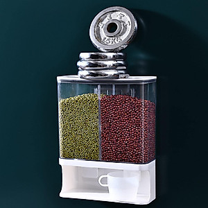 Wall-Mounted Dry Food Dispenser, Transparent Wall-Mounted Single Dry Rice Container Storage Box, with A Sealed lid, for Grain, Rice, Candy, Coffee Beans