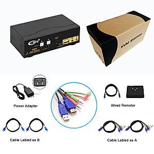 CKL 4K KVM Switch Dual Monitor for 2 Computers 2 Monitors (HDMI+ HDMI 4K@30Hz)