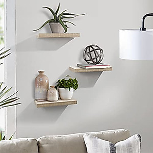 ROSE BLOOM Set of 3 Floating Wall Shelves Rustic Wood Ledge Shelves for Kitchen Bedroom Kitchen Living Room Decor