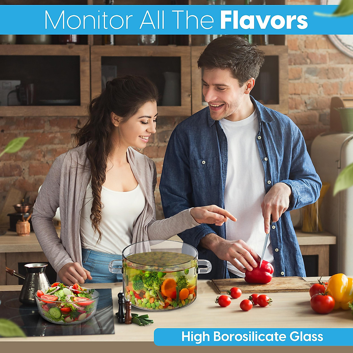 FILULA Glass Pots For Cooking on Stove (64oz/1.9L) with Serving Bowl, in an Elegant Box - Borosilicate Glass Saucepan with Cover for Monitoring Your Cooking – Cook, Serve and More with The Glass Pot