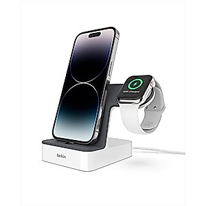 Belkin 2-In-1 Iphone & Apple Watch Charging Dock - Powerhouse Charging Station + Apple Watch Charging Stand - Designed For Iphone 6/7/8/X/Xs/Xr/Xs Max, Apple Watch Series 4, 3, 2, & 1