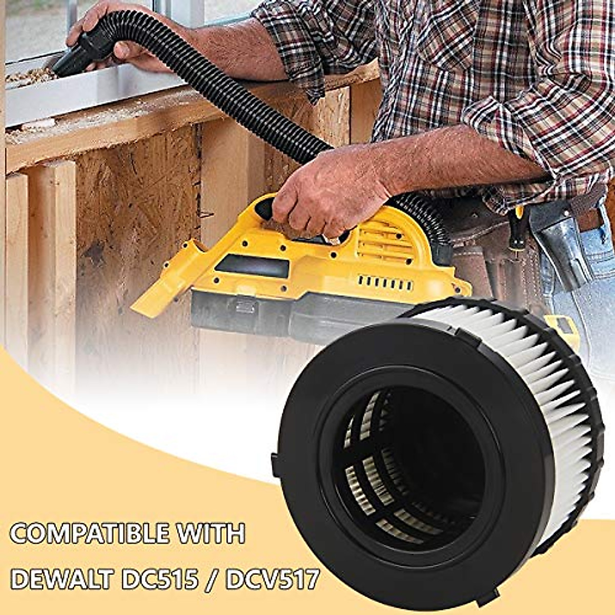 A-KARCK DC5151H Replacement Filter 2 Pack Compatible with DeWalt DC5151H DC515 DCV517 Wet Dry Vacuum