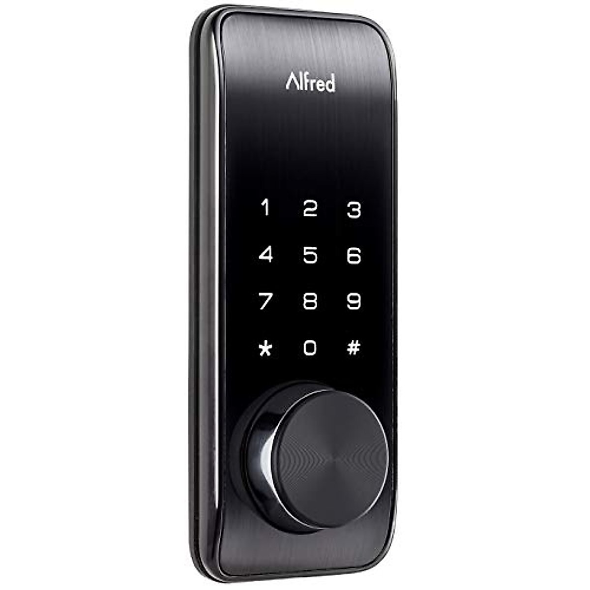 Alfred DB2-B Smart Door Lock Deadbolt Touchscreen Keypad, Pin Code + Key Entry + Bluetooth, Up to 20 Pin Codes (Black)
