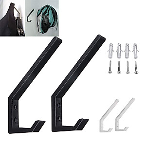 Fonture 2PCS Helmet Holders Plastic Hanging Hooks Wall Mounted Hangers Hat Glove Bag Shoe Clothes Rack-Black