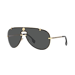 Versace Man Sunglasses Gold Frame, Light Grey Mirror Silver Lenses, 0MM