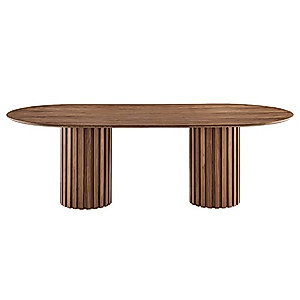 Modway Senja 95" Oval Modern Style MDF and Wood Dining Table in Walnut