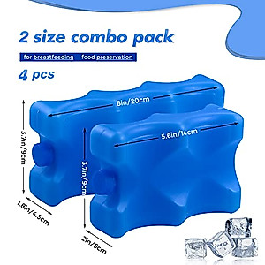 Bercoor Pack of 4 Reusable Ice Packs for Breastmilk Storage, Bottle Ice Packs for Breastfeeding Mom