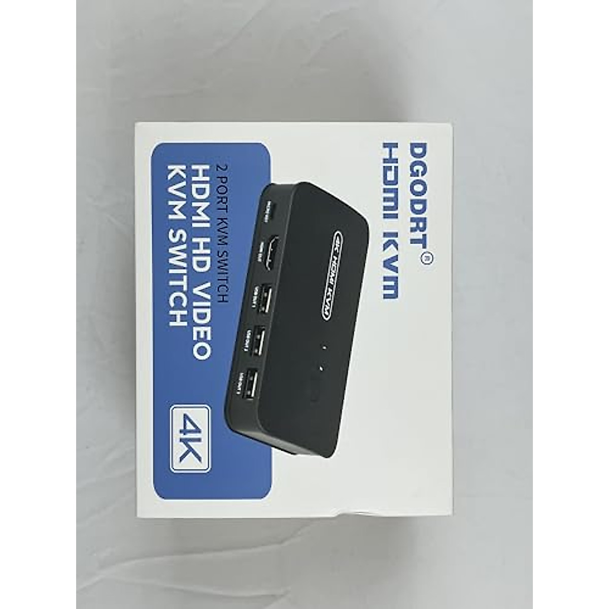DGODRT HDMI USB KVM Switch 2 Port Selector Box for 2 Computers Share Keyboard Mouse Printer and 1 HD 4K Monitor, 2 KVM Cables Included
