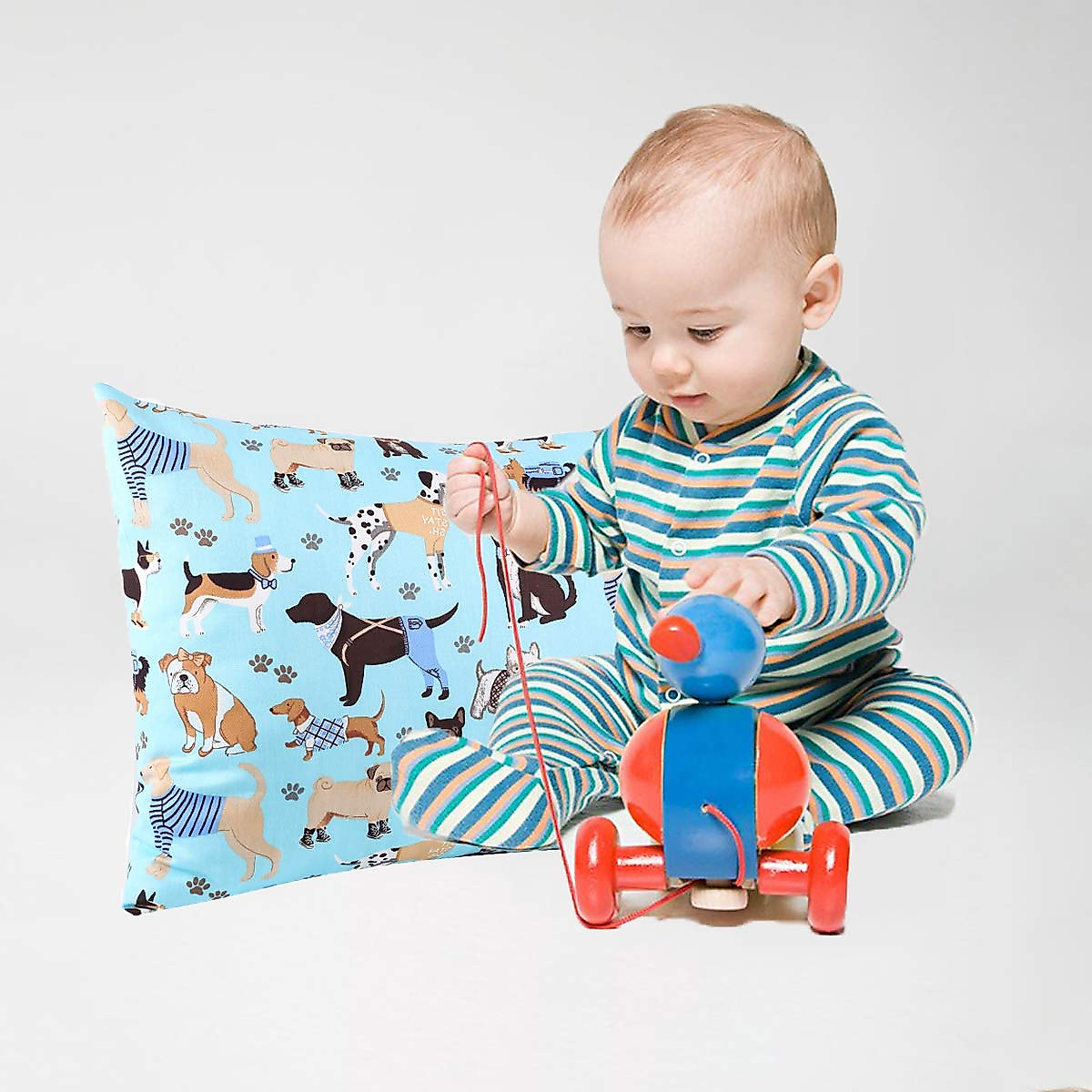 Cloele Kids Toddler Pillowcase Envelope Travel Pillowcase Baby Pillow Cover Fits Pillows Sized 12x16 or 13x18-1 Pack Soft Children’s Bedding Pillowslip Case for Boys and Girls - Blue Dog