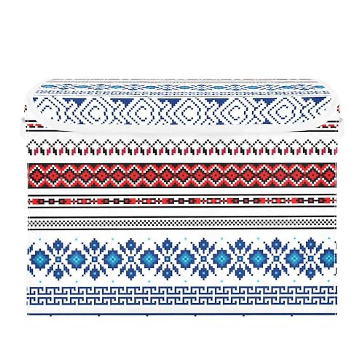 JJoias Ukrainian-folk-print Foldable Fabric Storage Boxes with Lids and Handle, Large Storage Bins for Living Room, Bedroom, Closet, Office