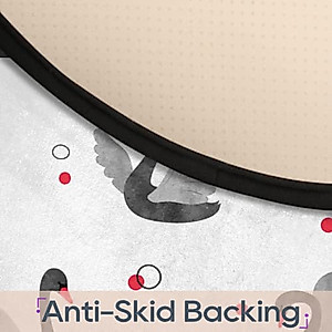 Black Swans Round Area Rug 3ft / 5ft Machine Washable Circular Rugs for Dining Room Table Bedroom Playroom Throw Rugs for Dog Living Room Floor Carpet Door Mat Décor