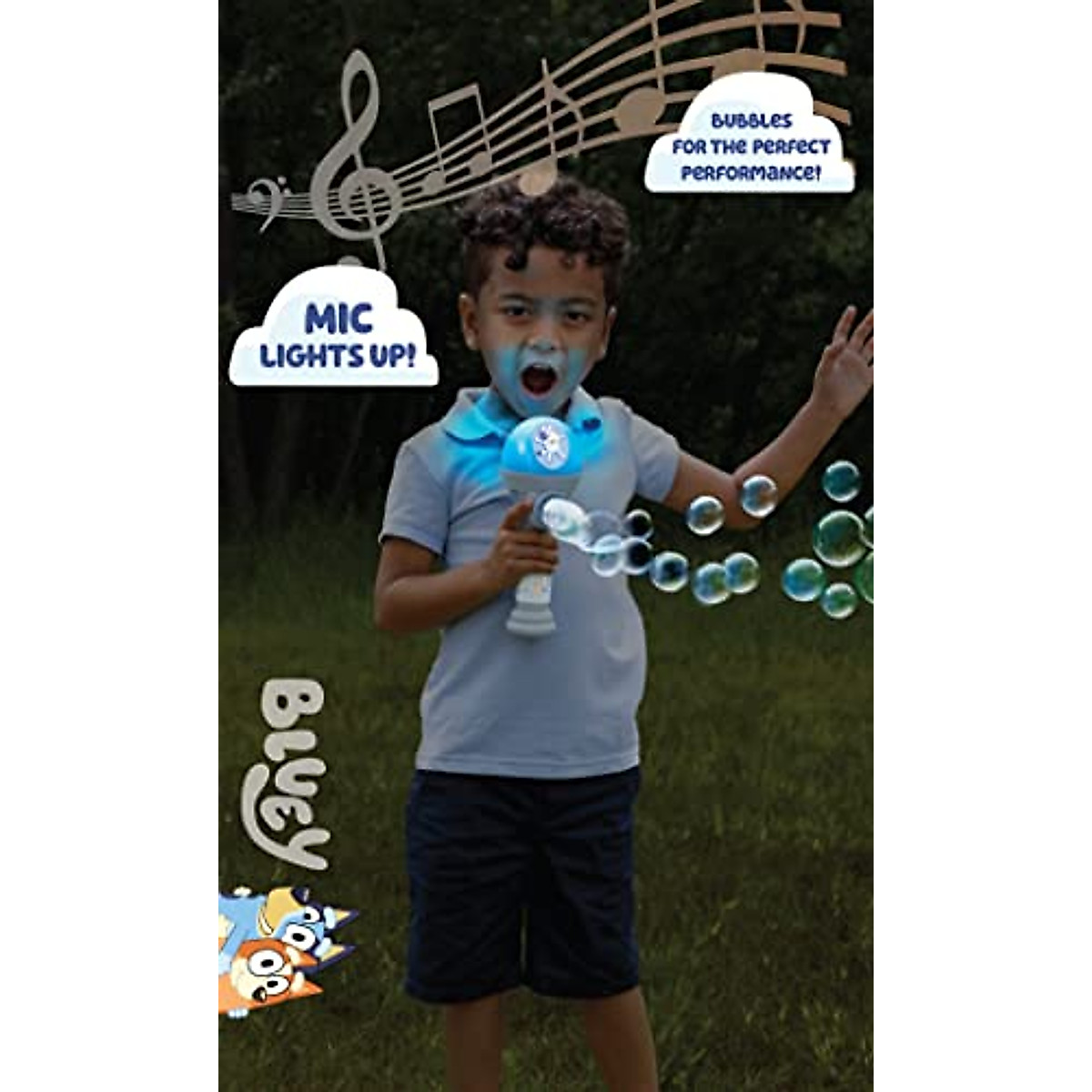 BLUEY Dance Mode Bubble Machine and Toy Microphone | Bluey Toy for Baby, Toddlers and Kids | Includes Bubble Solution