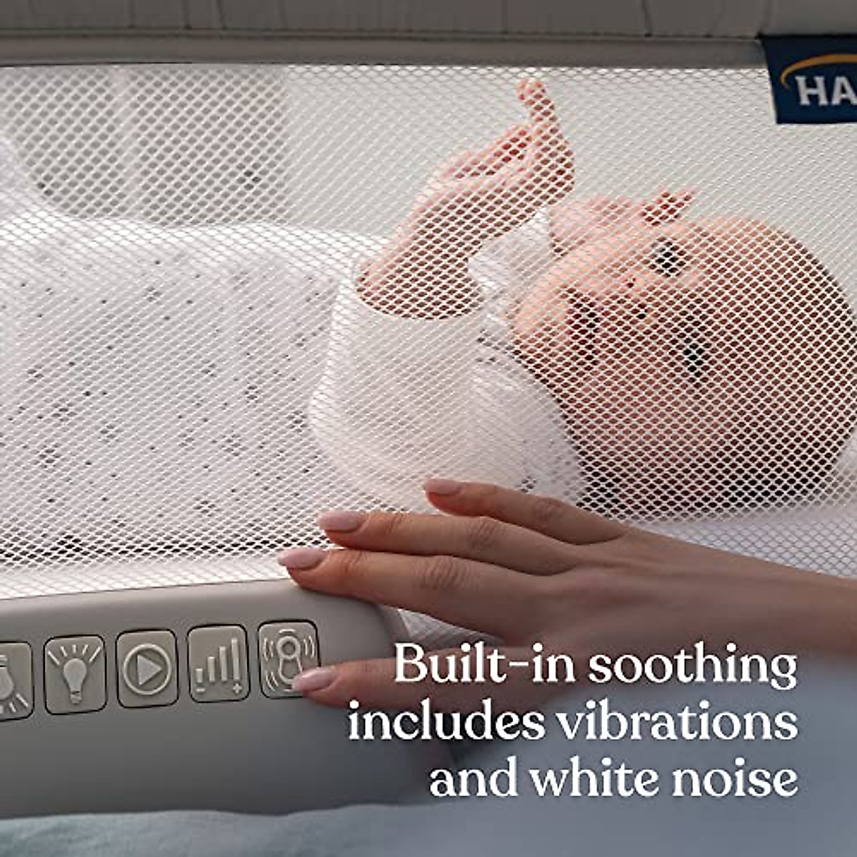 HALO BassiNest Soothing Swivel Sleeper 3.0, Baby Bassinet with Vibration and White Noise, Grey