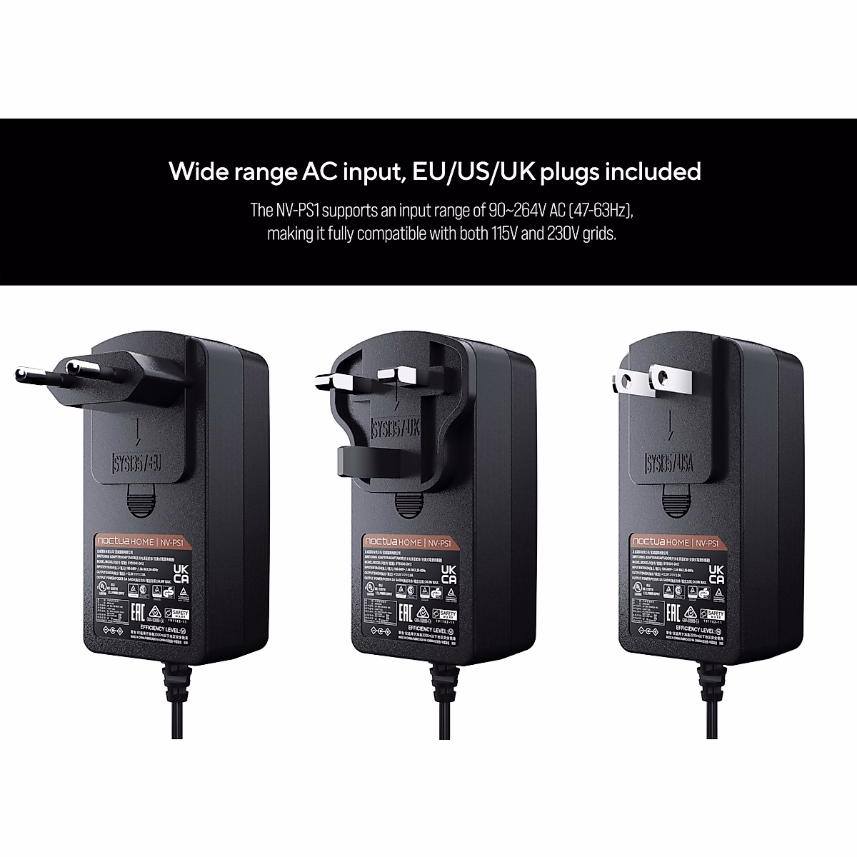 Noctua NV-SPH1, Powered Fan Hub Set with NV-PS1 230/115V AC to 12V DC Power Supply and NV-FH2 8-Way Fan Splitter Board, Ideal for Powering 12V PC Fans Off The Mains (Black)