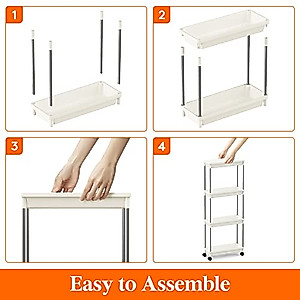 Lifewit Slim Storage Cart, Laundry Room Organization, Wide 6.3'', 4 Tier Shelf Organizer Rack Unit with Wheels for Bathroom Kitchen Small Dorm Narrow Space, White