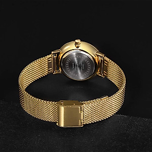 IBSO Women Stainless Steel Band Watches Ladies Quartz Wristwatches Waterproof Mesh Bracelet Watch Relogio Feminino (3639 Gold)