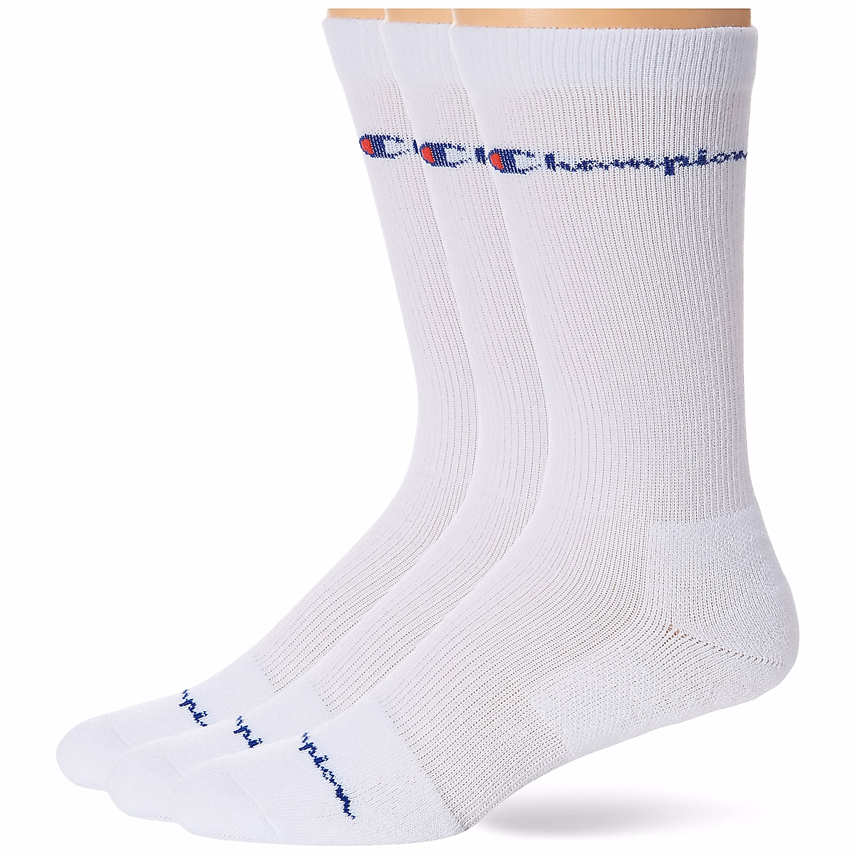 Champion Men's, Graduated Compression Socks, Mid-Crew, 3-Pack, White, 6-12