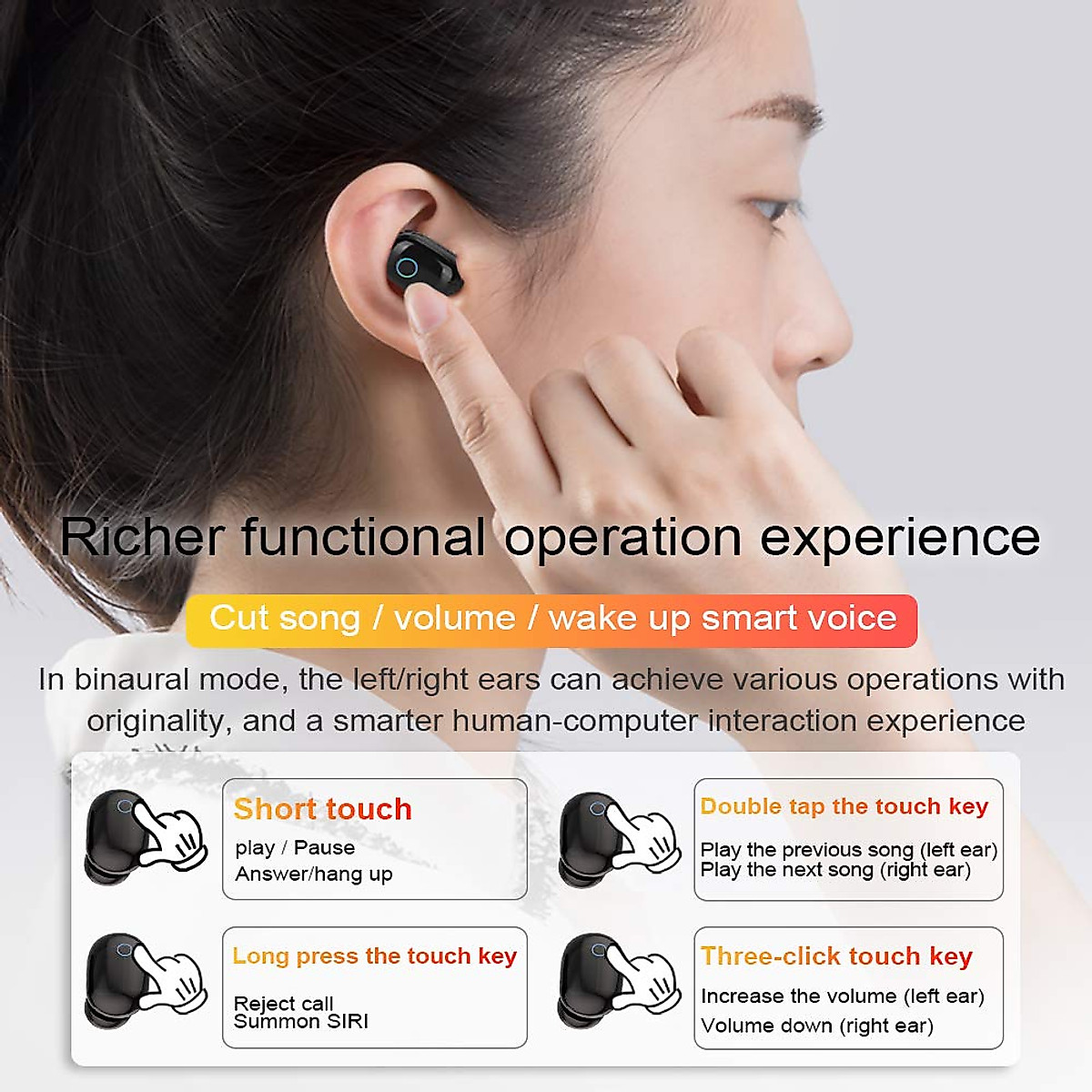 SLuB Wireless Earbuds, Bluetooth 5.0 Wireless Automatic Pairing Earphones,TWS Left and Right Separation Earbuds, Remaining Power Display (with Charging Box)（Black）