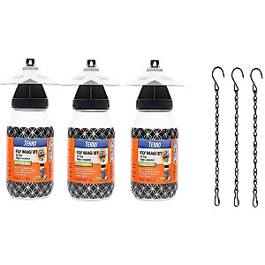 Plexon 3 Pack of TERRO Fly Magnet, Reusable Fly Trap - Includes 3 Fly Bait Packet and 3 Heavy Duty 9.5 PLEXON Hanging Chain (3 Traps)