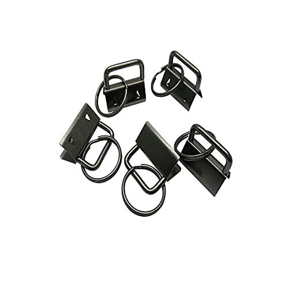 MFDSJ 20 Pcs 1 Inch Key Fob Hardware with Key Rings, Key Chain Fob Wristlet Hardware, Black